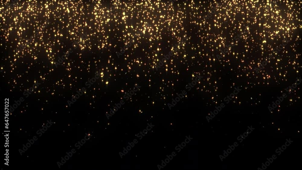 4k Gold Particles Rain. Motion Background. Golden glitter particle ...