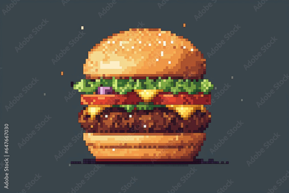 burger in pixel art style Stock Illustration | Adobe Stock