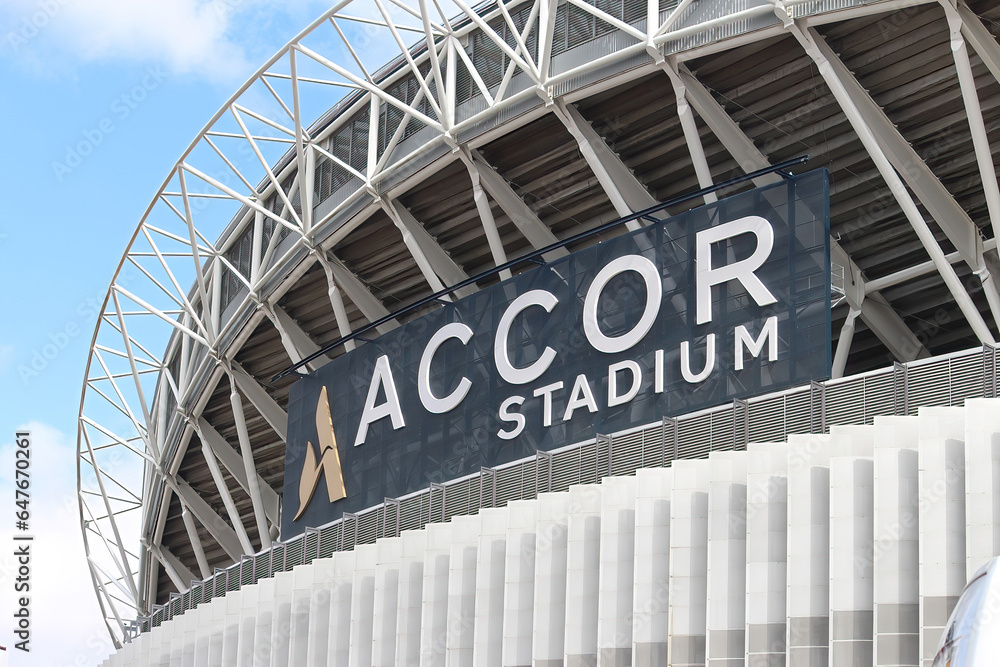 Sydney, NSW Australia - September 2 2023: Large signage on the Accor ...