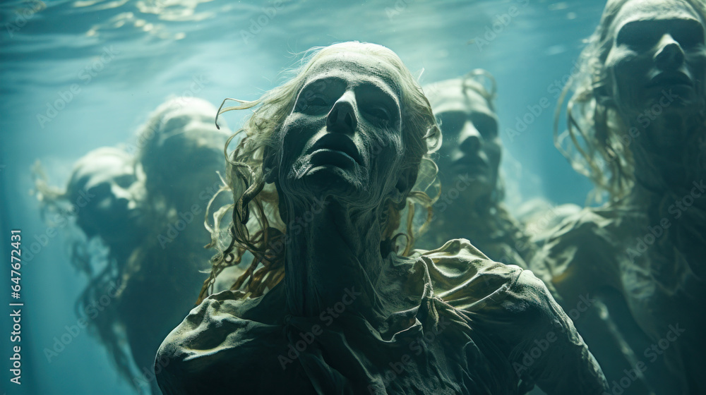 Dead bodies underwater after the universal flood on earth the Gods ...