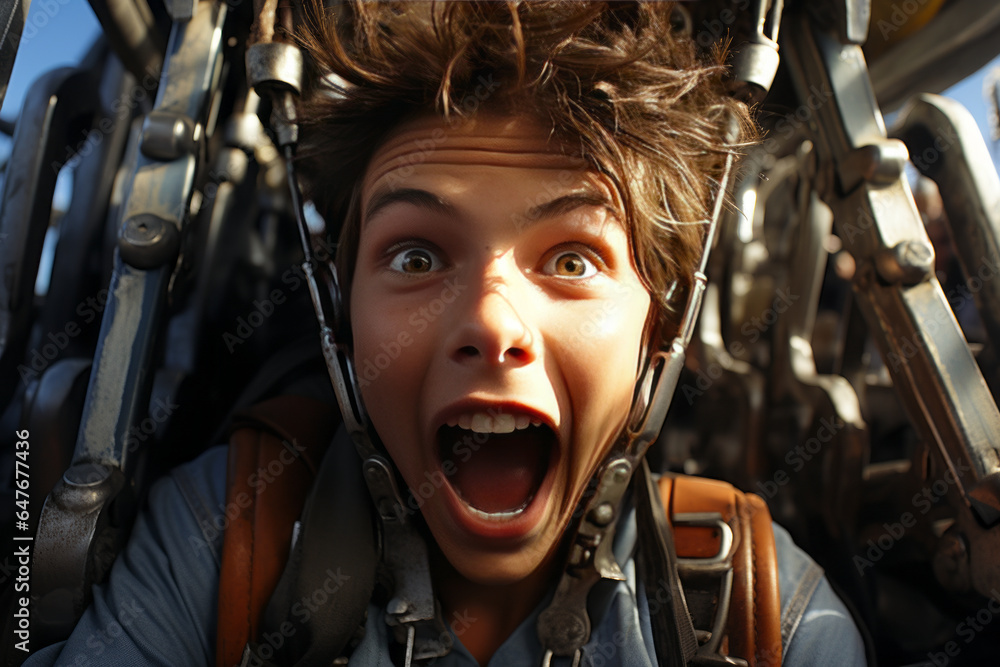 Thrilling close-up of teenage boy's shocked expression, eyes bulging on ...