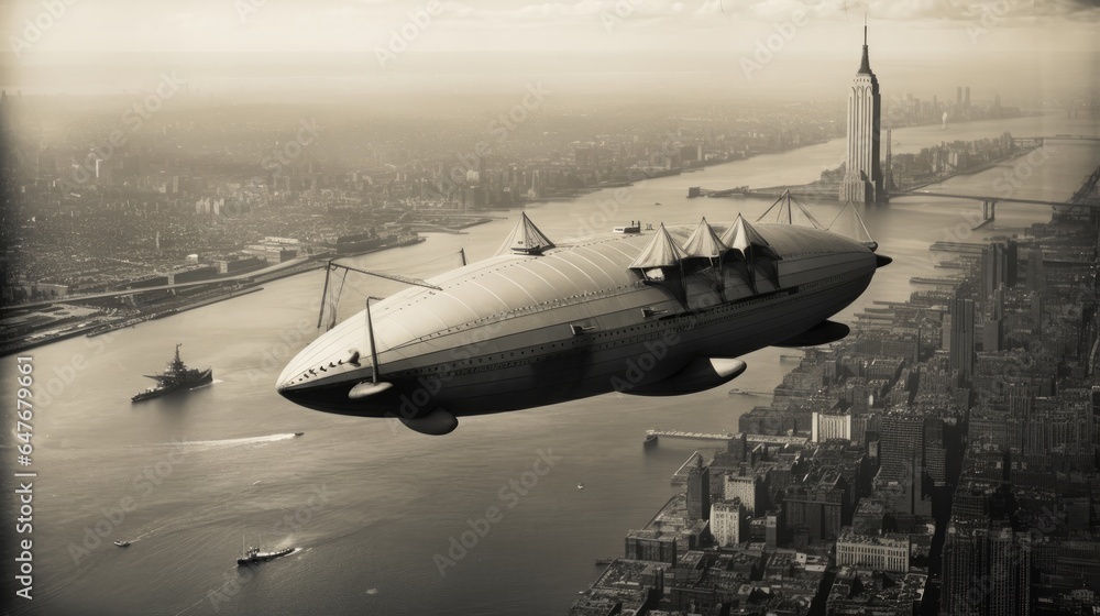 The USS Macon, the sibling vessel of the USS Akron, gliding above the ...