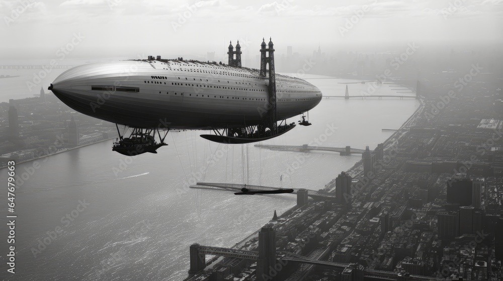 The USS Macon, the sibling vessel of the USS Akron, gliding above the ...