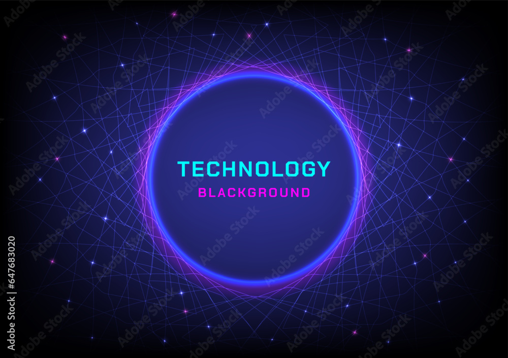 Vecteur Stock Abstract technology background, mesh lines with bright ...
