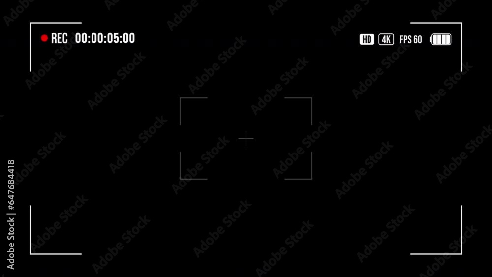 Camera recording screen overlay on black background,. Camera recording ...