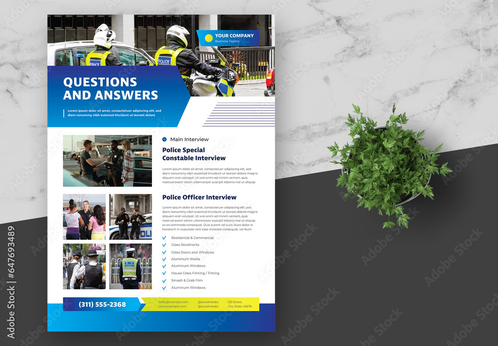 Gradient and lime Police Questions and answer Flyer Stock Template ...