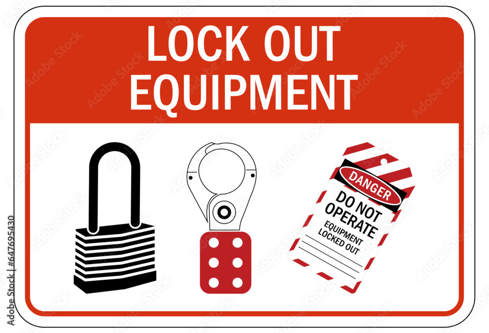 Lock out sign and labels Stock Vector | Adobe Stock