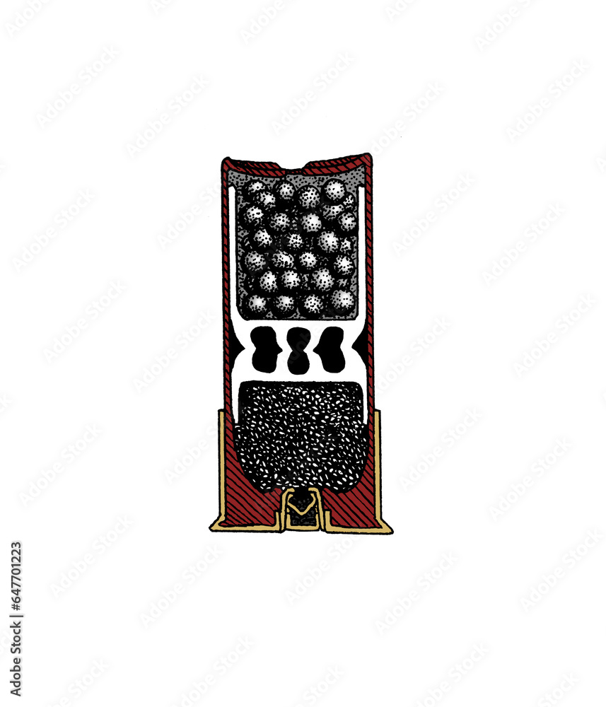 Shotgun Shell Cross-Section Diagram, 12 Gauge Stock Illustration ...