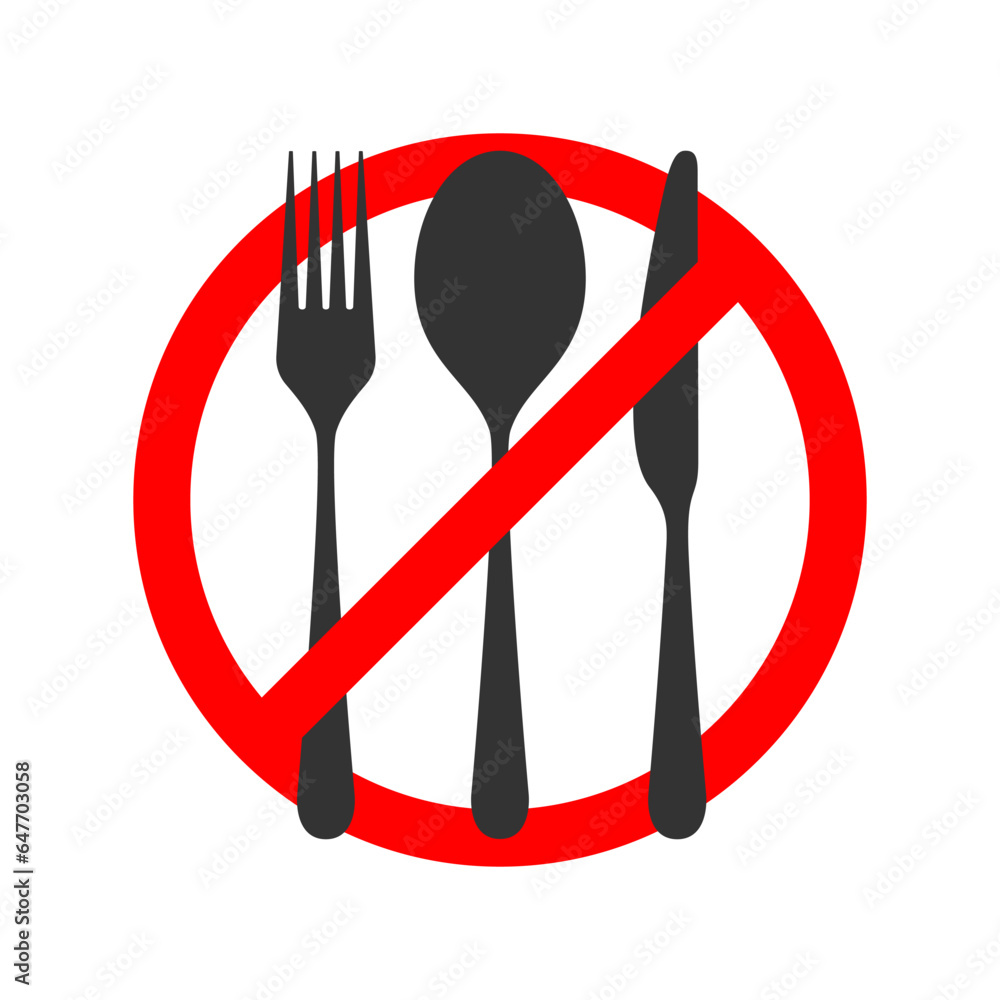 No food allowed graphic symbol. Prohibition eat sign isolated on white ...