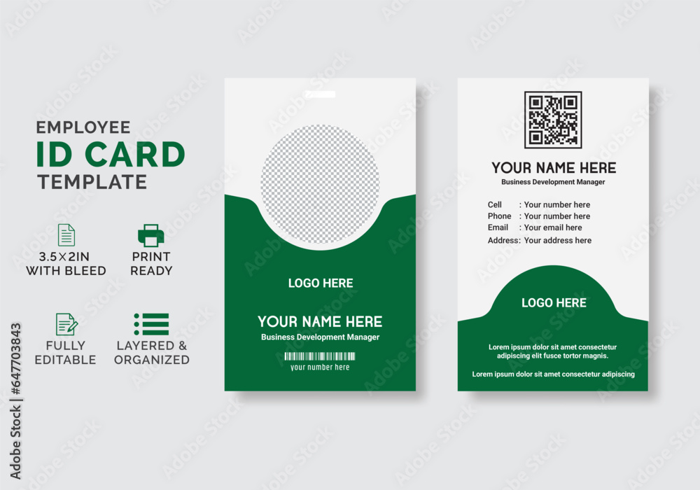 ID Card Template | Office Id Card | Employee Id Card | Business Id Card ...