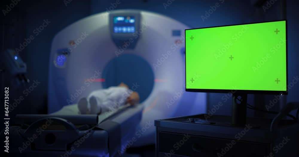 Medium Shot of a Female Patient Undergoing Brain Scan in a CT or MRI ...
