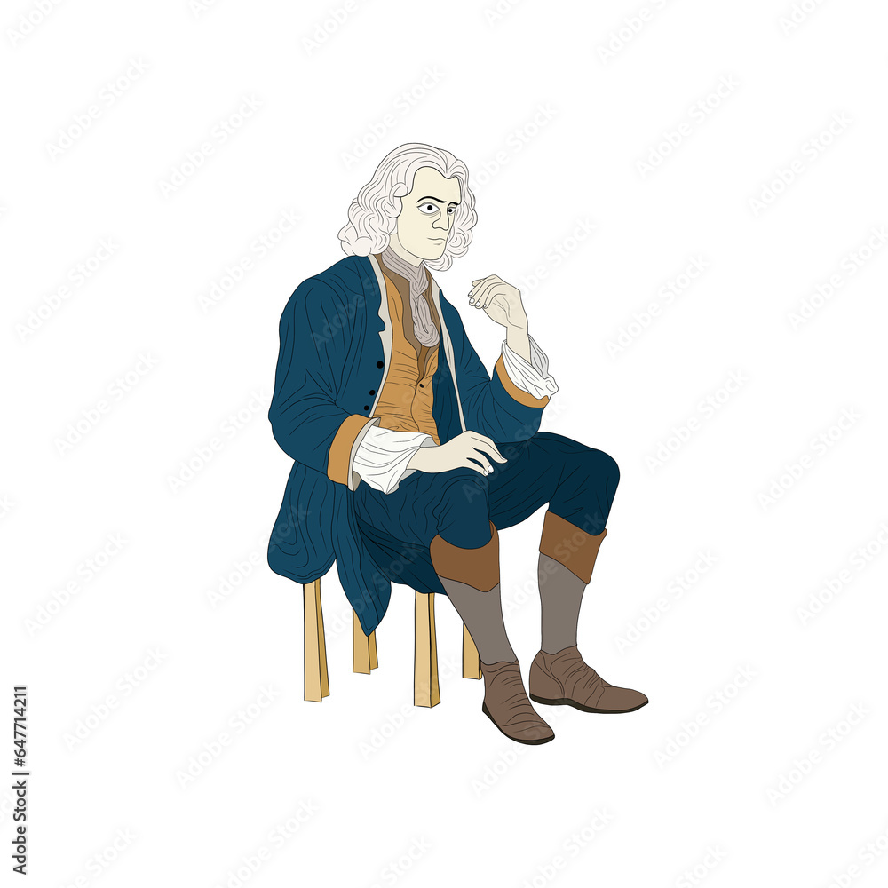 illustration of physics, Isaac Newton's discovery of gravity, The apple ...