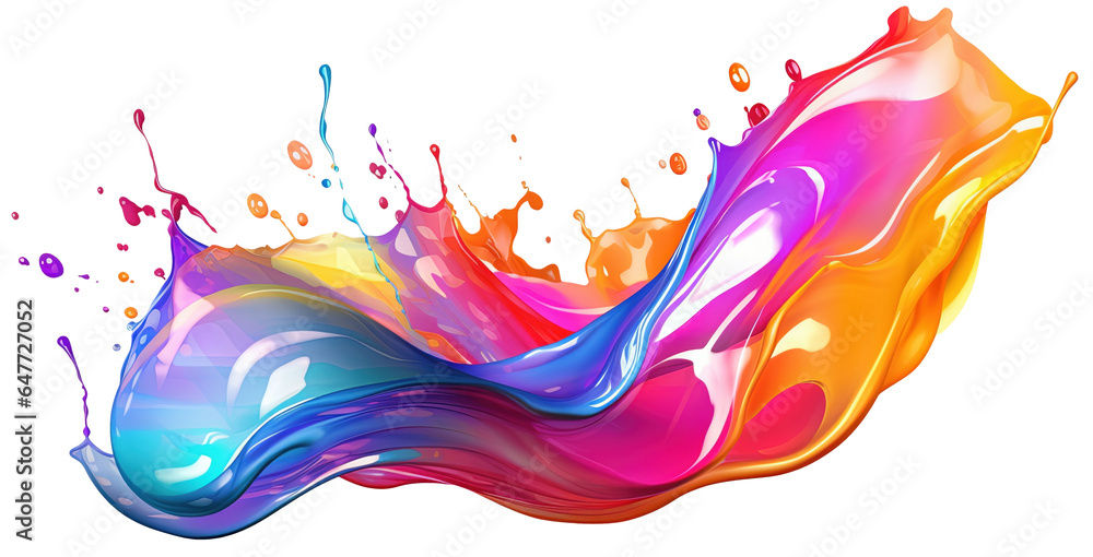 Colorful paint 3d splash. Isolated element on the transparent ...