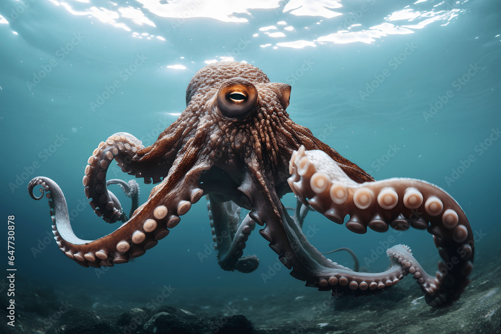 Octopus close up photo in the Ocean, underwater, seaworld, underwater ...