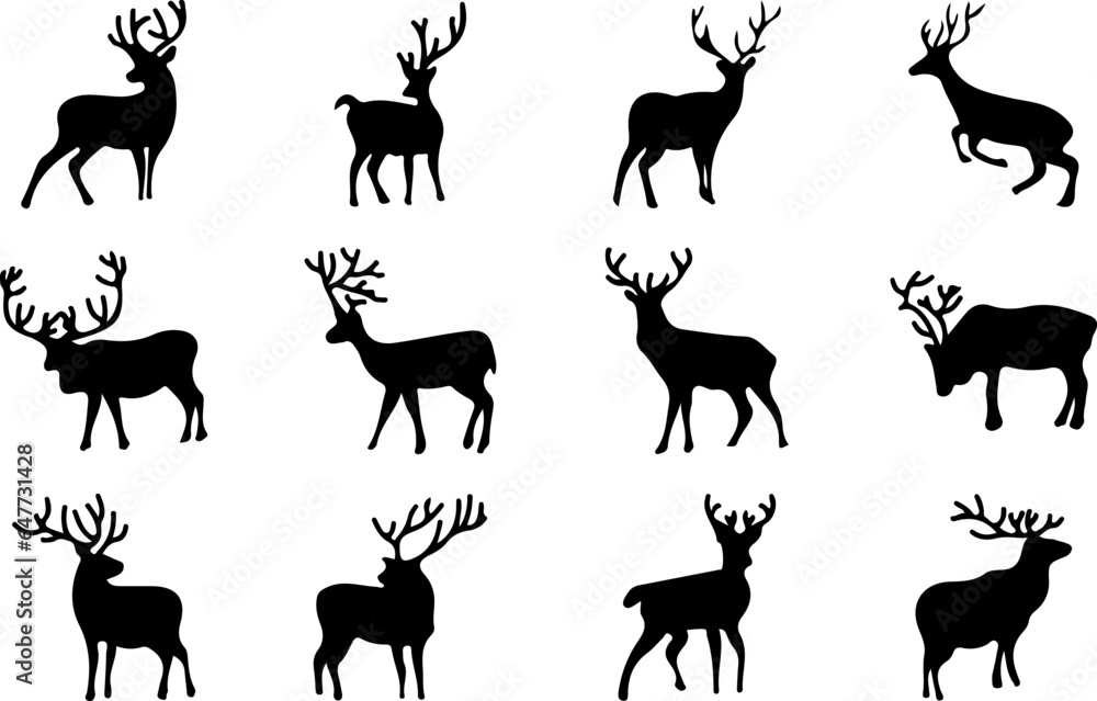 Deer Silhouette Collection Vector File Stock Vector Adobe Stock