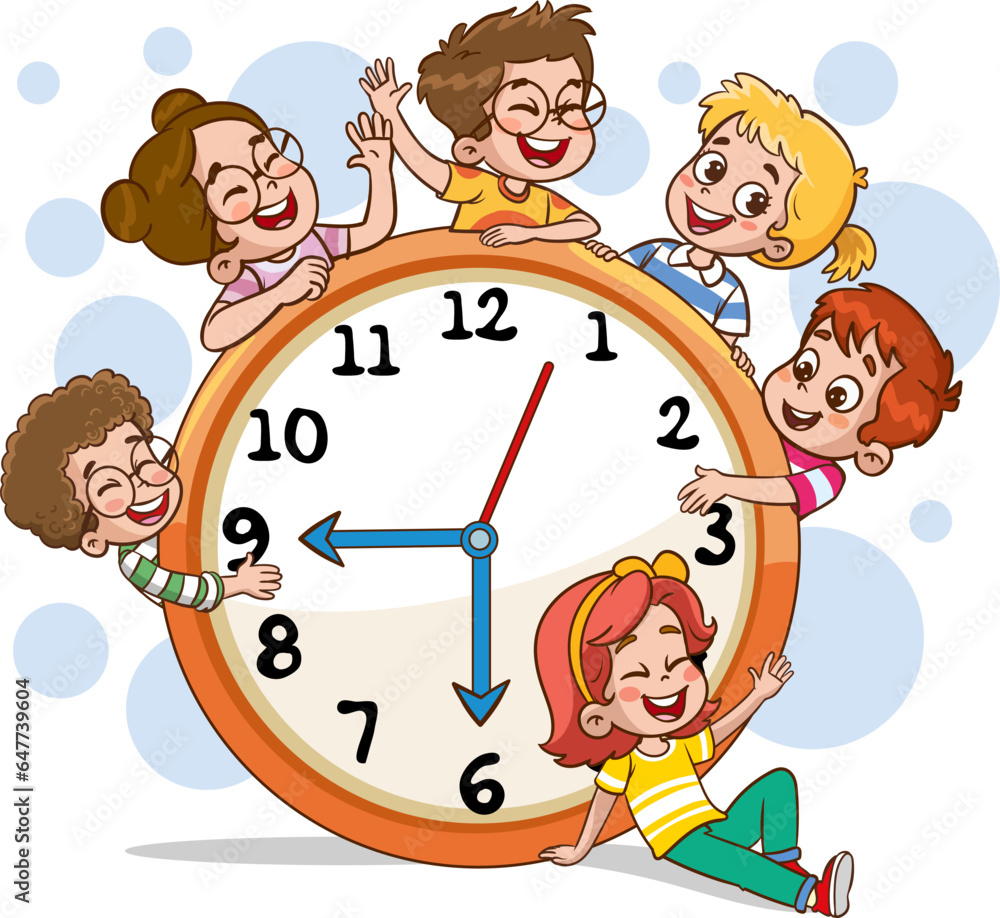 teaching the concept of time.Cute children clock template illustration ...