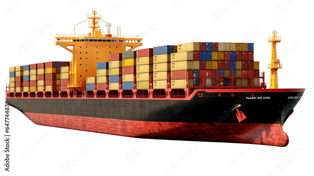 Container cargo ship isolated on transparent background Stock Photo ...