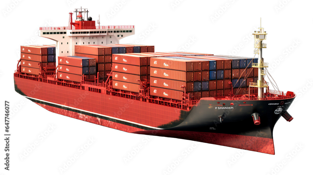 Container cargo ship isolated on transparent background Stock Photo ...
