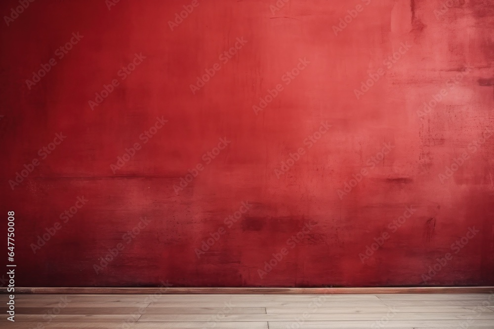 Old red wall background. Empty vintage room with wooden floor. Burgundy ...