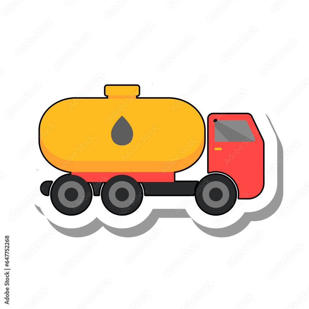 Tanker truck for transporting fuel flat paper sticker icon ...