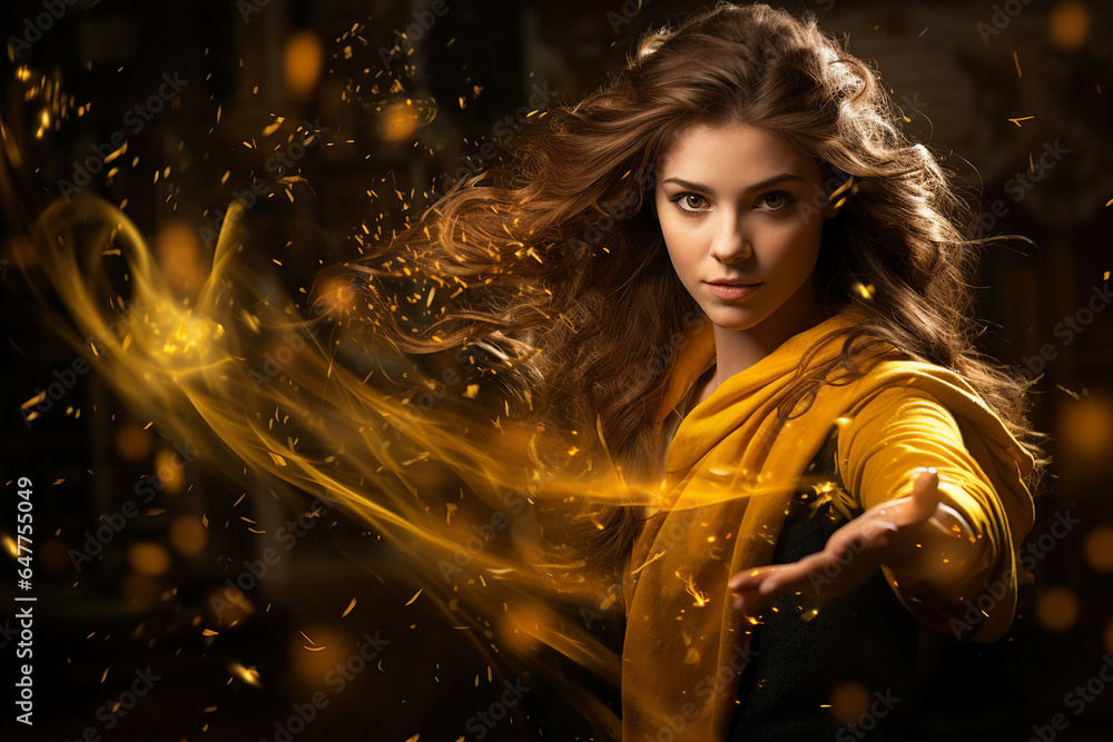 Generative AI collage picture of powerful witcher girl magic spell with ...