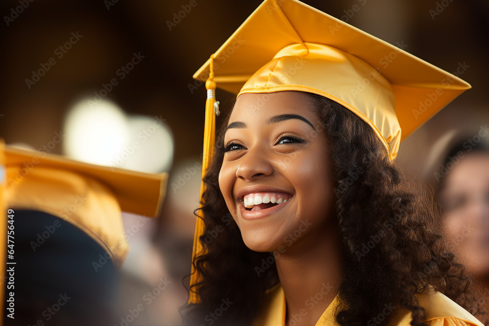 Generative AI picture of a charming beautiful happy girl graduating ...