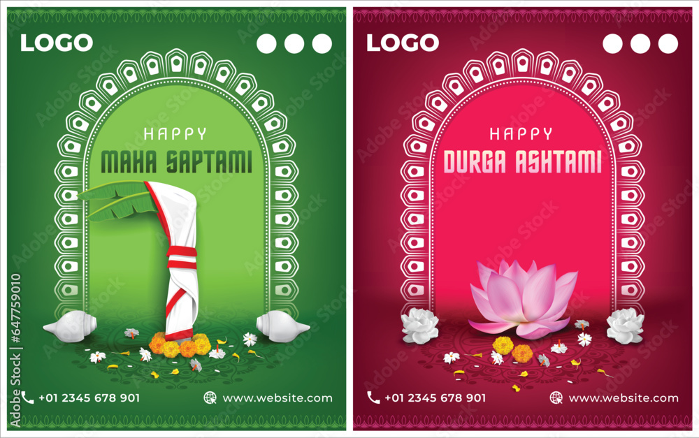 Póster durga puja social media post banner design for maha saptami and ...