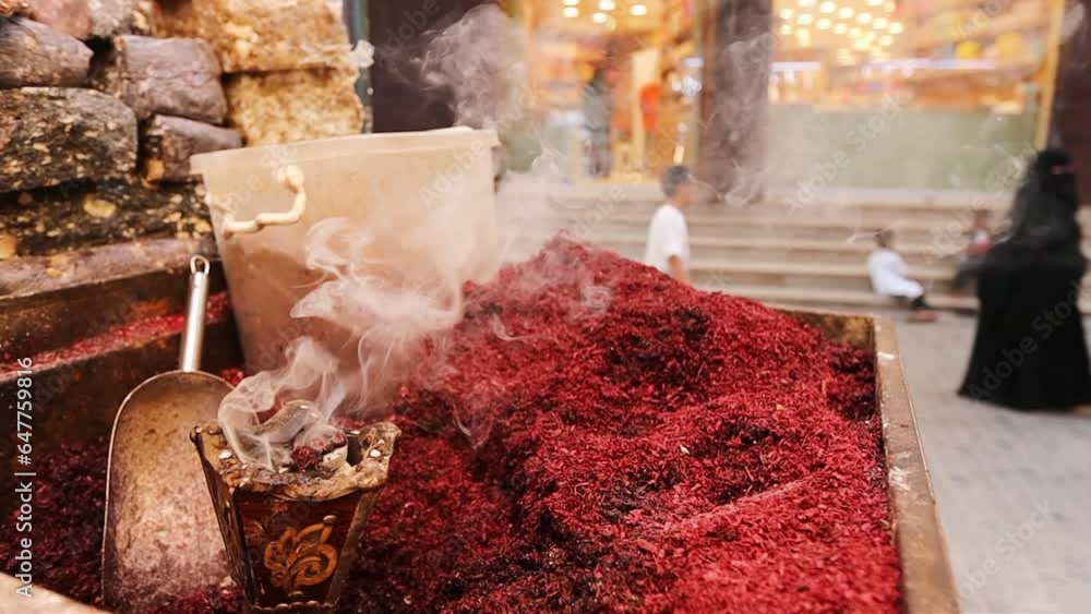 Traditional arabic insence burning on the market in Jeddah Stock Video ...