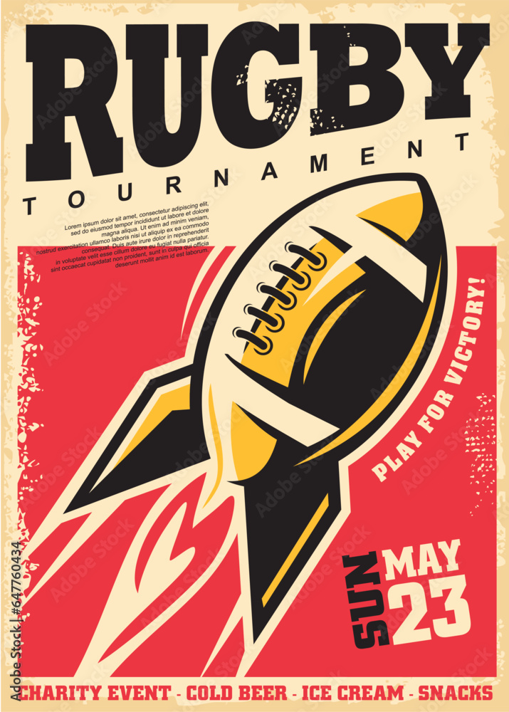 Poster Old poster design for rugby tournament – Wall Art | UkPosters