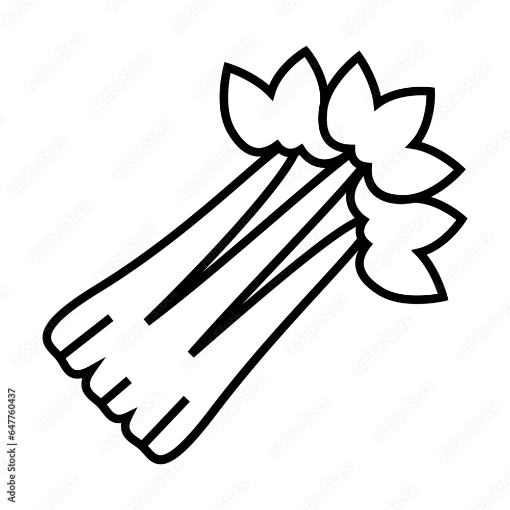 Simple outline of fresh rhubarb sprouts vector icon. Black line drawing ...