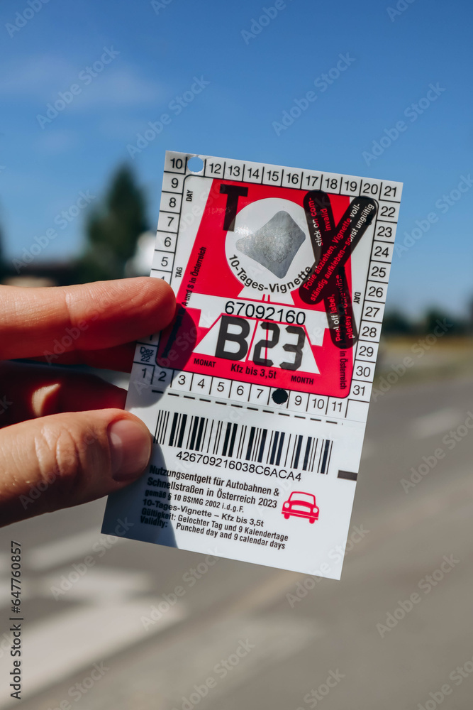 Feldkirch, Austria - August 11, 2023: The Vignette, Austria's Motorway ...