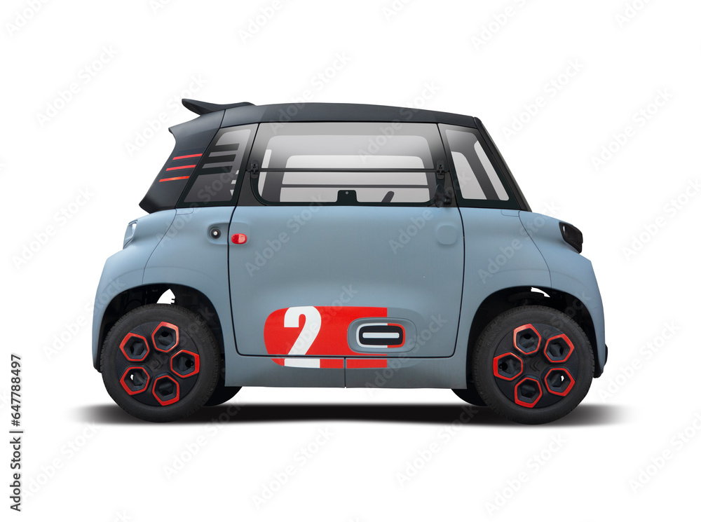 Citroen Ami Quadricycle electric car side view isolated on white ...