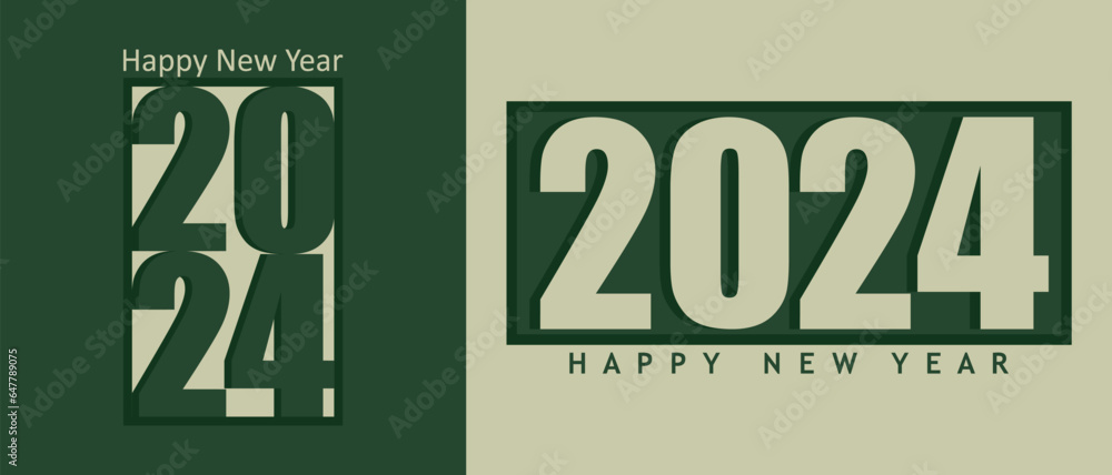 2024 typography design concept.Happy new year 2024 cover design with ...