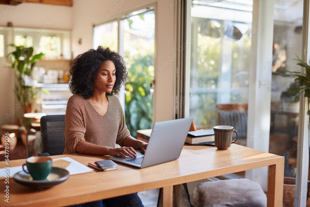 Global Connect: Confident Black Woman Navigating Remote Business from ...