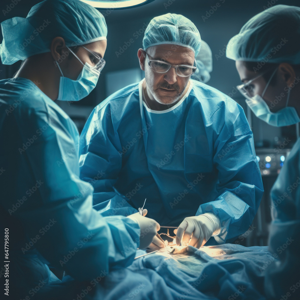 set of surgeons operating on a patient in a hospital with a high ...