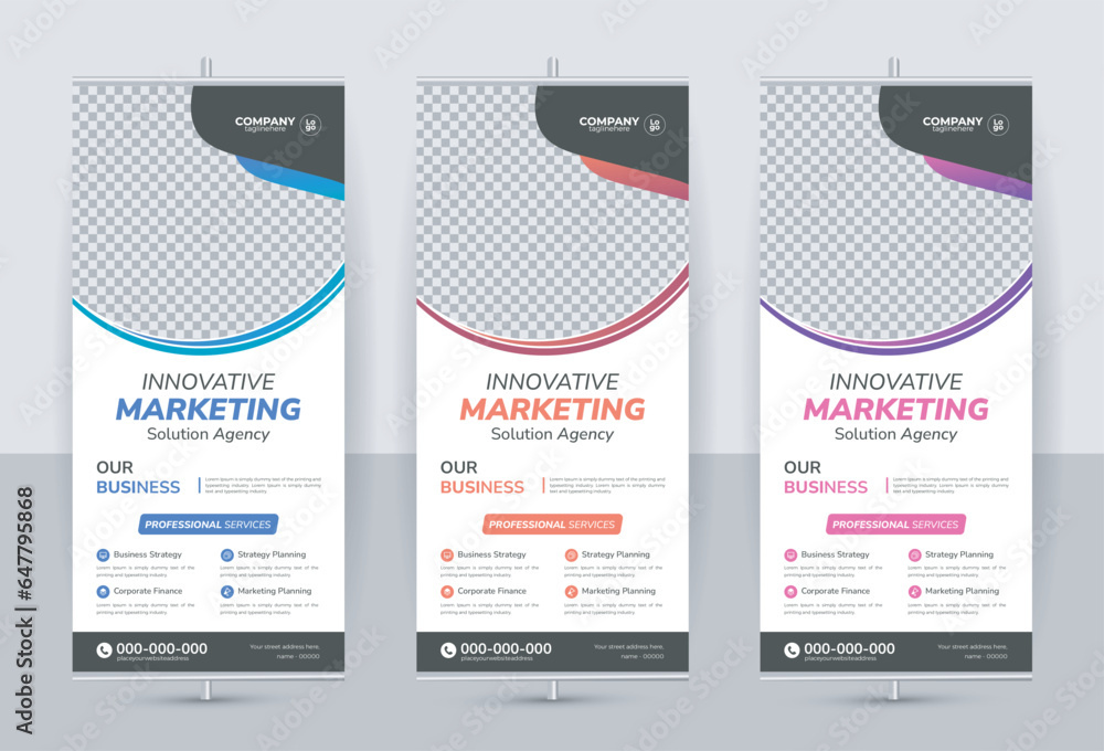Corporate rollup banner template, roll-up banner stand template design ...