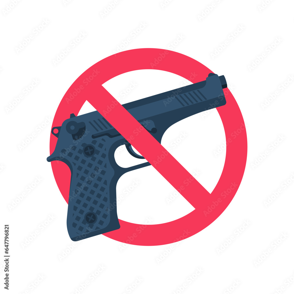 Not gun. Prohibiting sign. Warning Do not bring guns. Ban on firearms ...