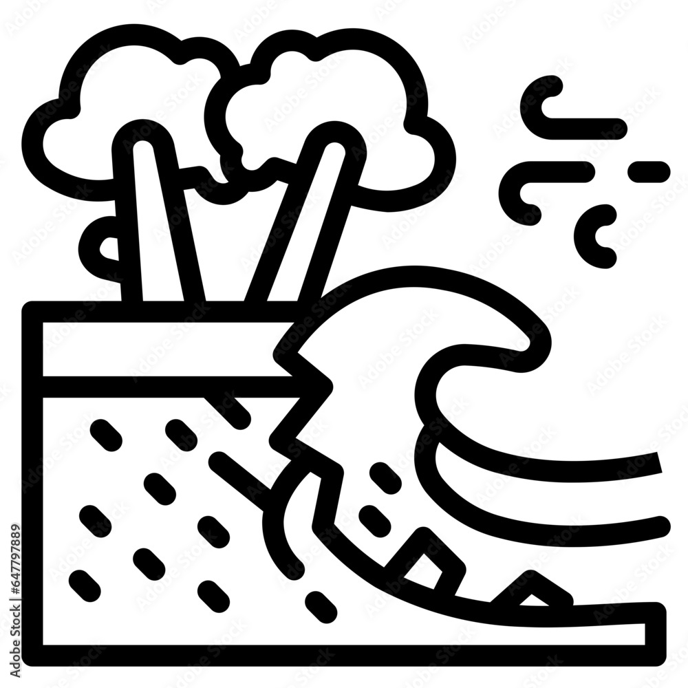 Erosion, Disaster, Landslide, Climate, cliff, Coastal erosion Icon ...