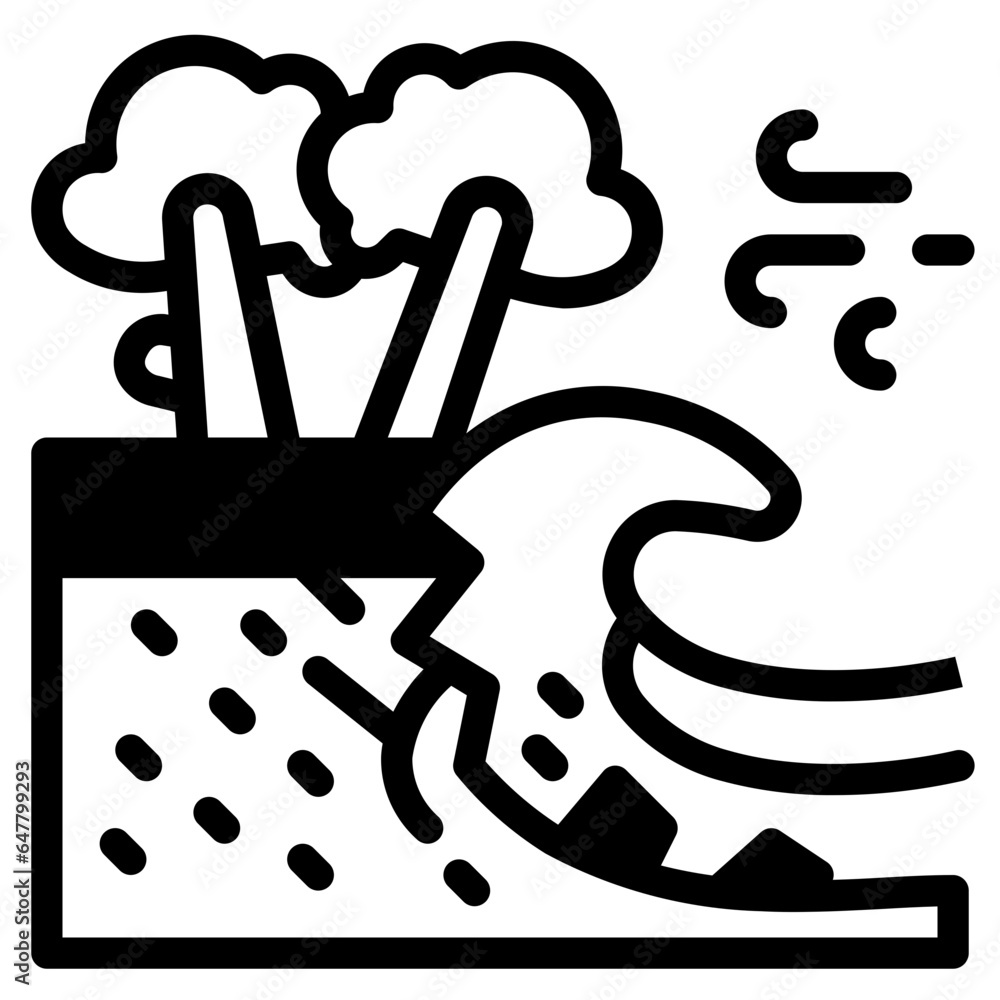 Erosion, Disaster, Landslide, Climate, cliff, Coastal erosion Icon ...