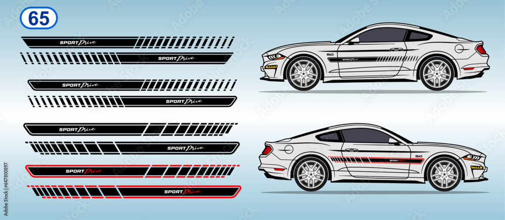 American muscle car side door sticker stripe design. Auto vinyl decal ...