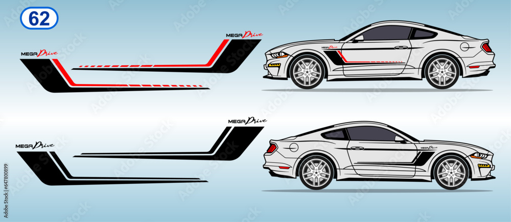American muscle car side door sticker stripe design. Auto vinyl decal ...