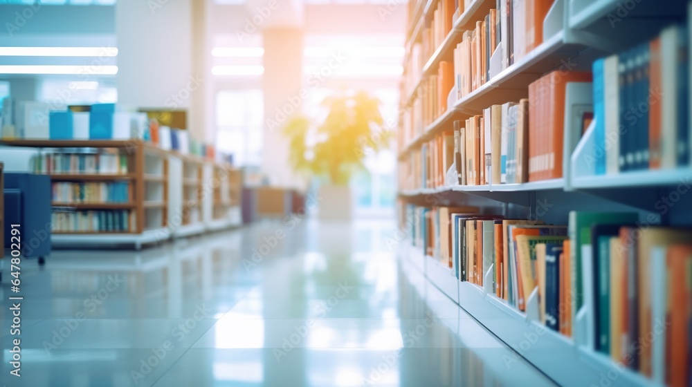 Abstract blurred public library interior space. blurry room with ...