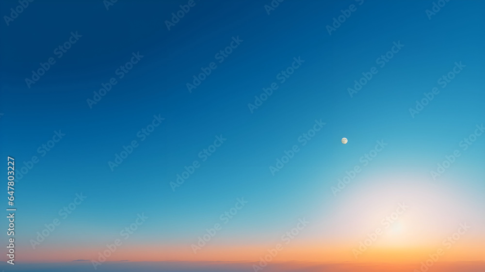 Simple sky gradient background, low sun, orange and blue gradient sunny ...