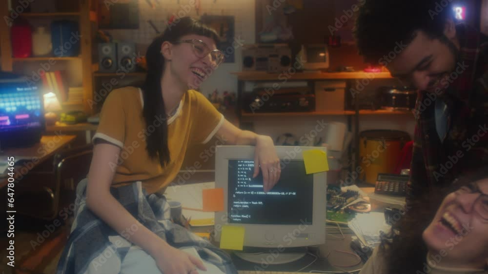 Group of young ethnically diverse programmers and developers having fun ...