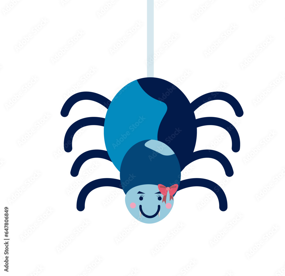 Cute spider girl with net cartoon illustration. animal nature concept ...