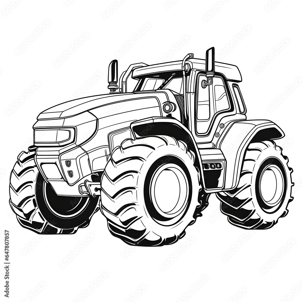 Outline drawing of futuristic tractor concept, tractor coloring page ...