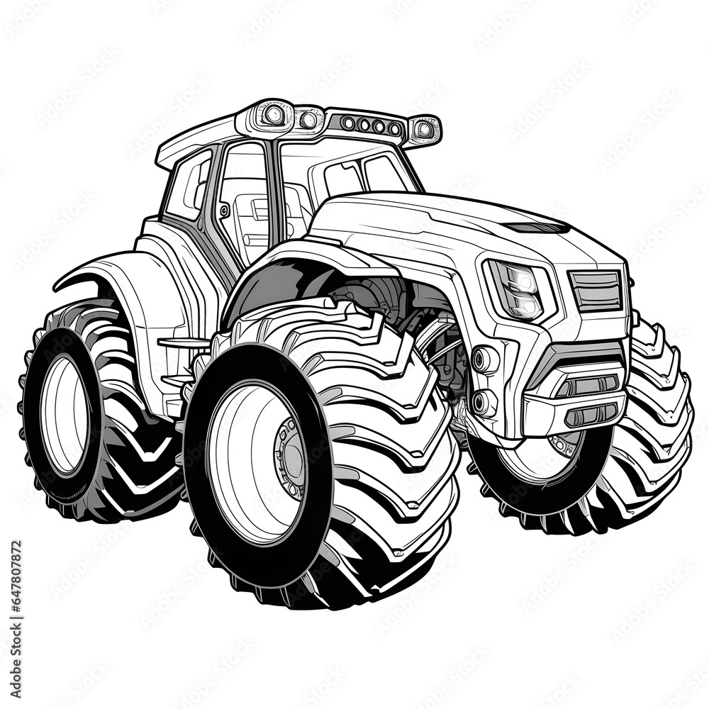 Outline drawing of futuristic tractor concept, tractor coloring page ...
