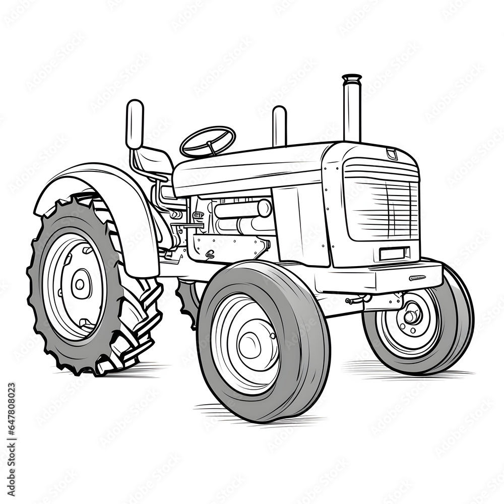 Outline drawing of old tractor concept, retro tractor car coloring page ...