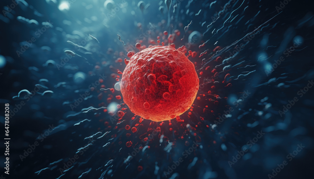 3d rendered illustration of a red virus attack by the immune system, a ...