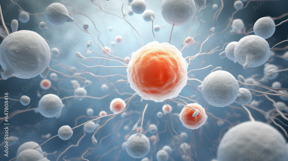 3d rendered illustration of a virus, immune system against a disease ...